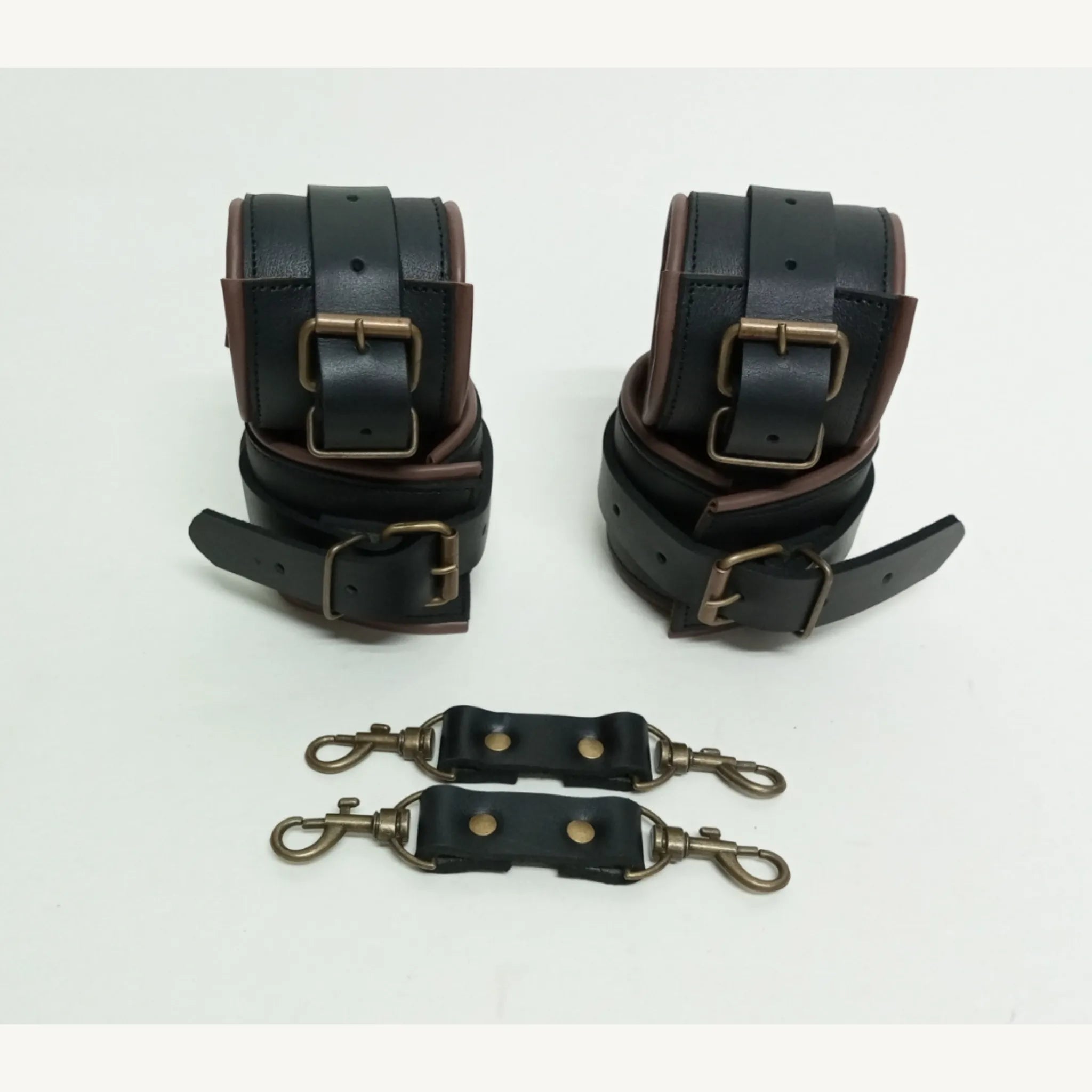4-Piece Genuine Leather Restraint Set with Hogtie